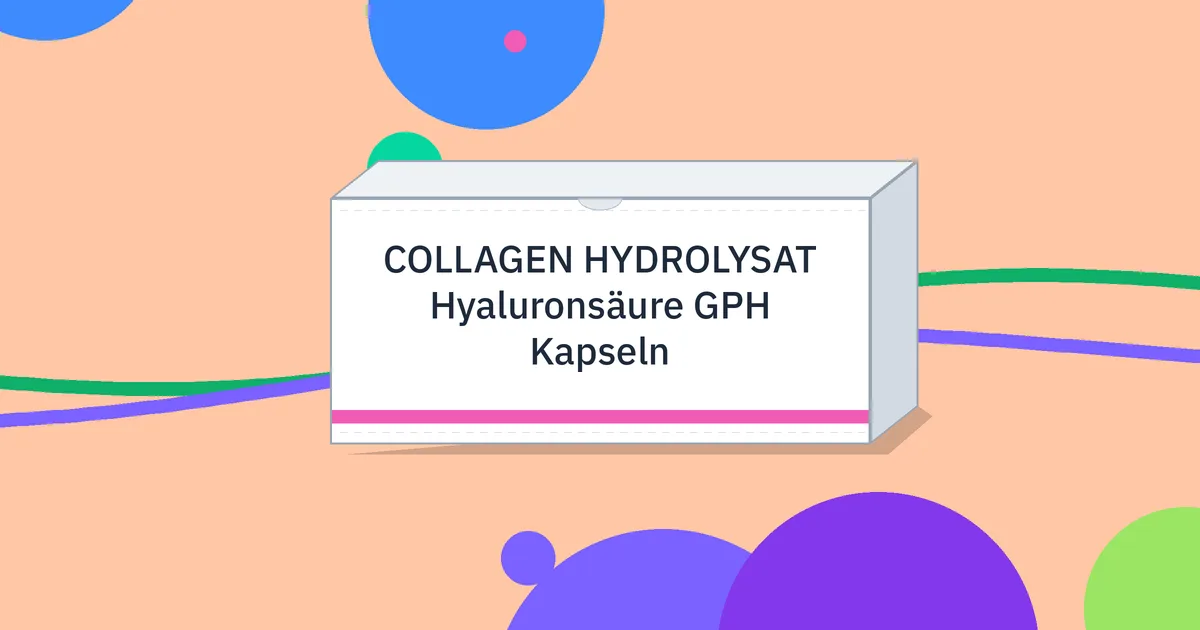 Symbolbild: Packung mit der Aufschrift COLLAGEN HYDROLYSAT Hyaluronsäure GPH Kapseln (PZN 09323934) – Verfügbarkeit und Bezug in Apotheken in Frankfurt am Main