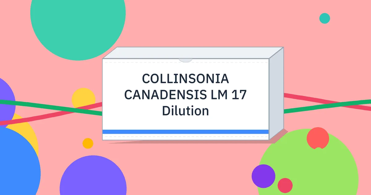 Symbolbild: Packung mit der Aufschrift COLLINSONIA CANADENSIS LM 17 Dilution (PZN 13447889) – Verfügbarkeit und Bezug in Apotheken in Frankfurt am Main
