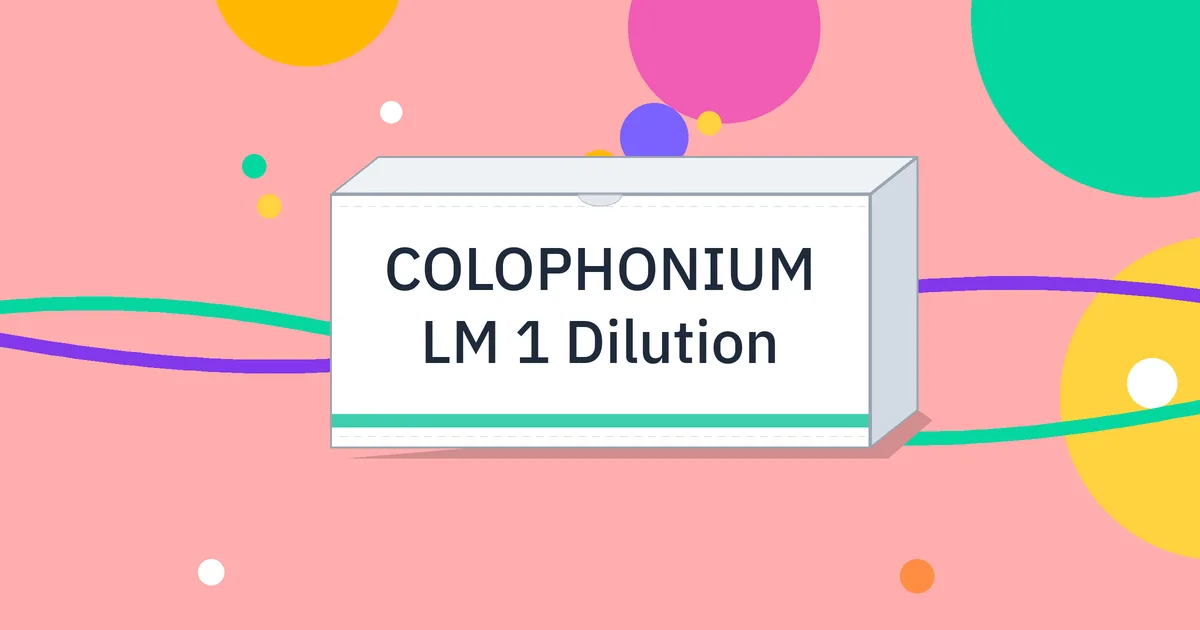Symbolbild: Packung mit der Aufschrift COLOPHONIUM LM 1 Dilution (PZN 13448179) – Verfügbarkeit und Bezug in Apotheken in Frankfurt am Main