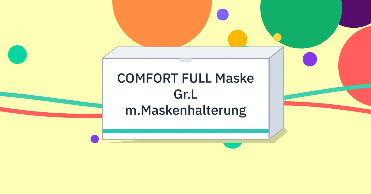 Symbolbild: Packung mit der Aufschrift COMFORT FULL Maske Gr.L m.Maskenhalterung (PZN 03028513) – Verfügbarkeit und Bezug in Apotheken in Frankfurt am Main