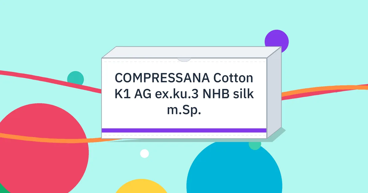 Symbolbild: Packung mit der Aufschrift COMPRESSANA Cotton K1 AG ex.ku.3 NHB silk m.Sp. (PZN 11395131) – Verfügbarkeit und Bezug in Apotheken in Frankfurt am Main