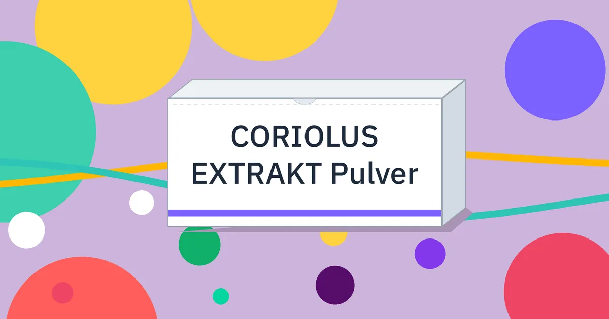Symbolbild: Packung mit der Aufschrift CORIOLUS EXTRAKT Pulver (PZN 06839904) – Verfügbarkeit und Bezug in Apotheken in Frankfurt am Main
