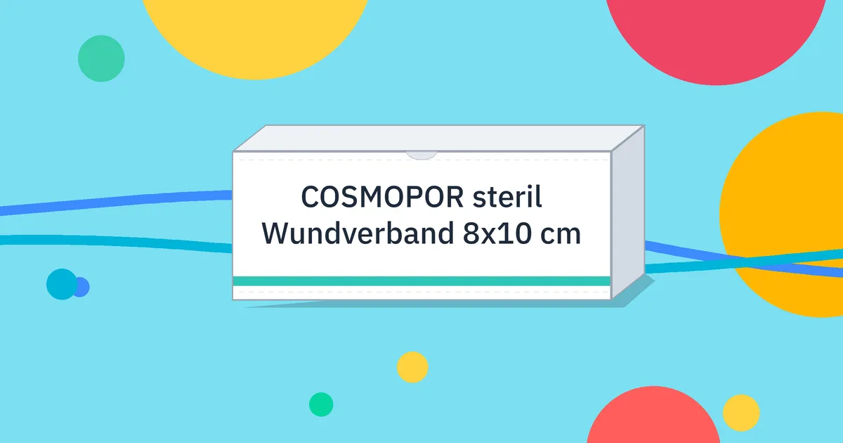 Symbolbild: Packung mit der Aufschrift COSMOPOR steril Wundverband 8x10 cm (PZN 18805193) – Verfügbarkeit und Bezug in Apotheken in Frankfurt am Main