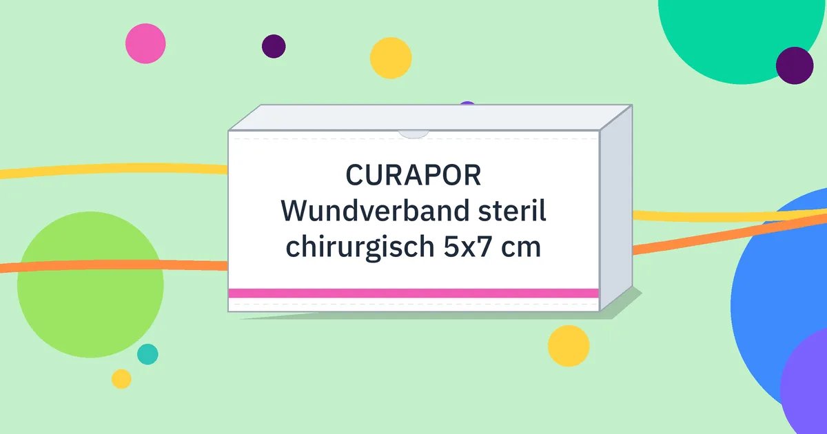 Symbolbild: Packung mit der Aufschrift CURAPOR Wundverband steril chirurgisch 5x7 cm (PZN 18680544) – Verfügbarkeit und Bezug in Apotheken in Frankfurt am Main