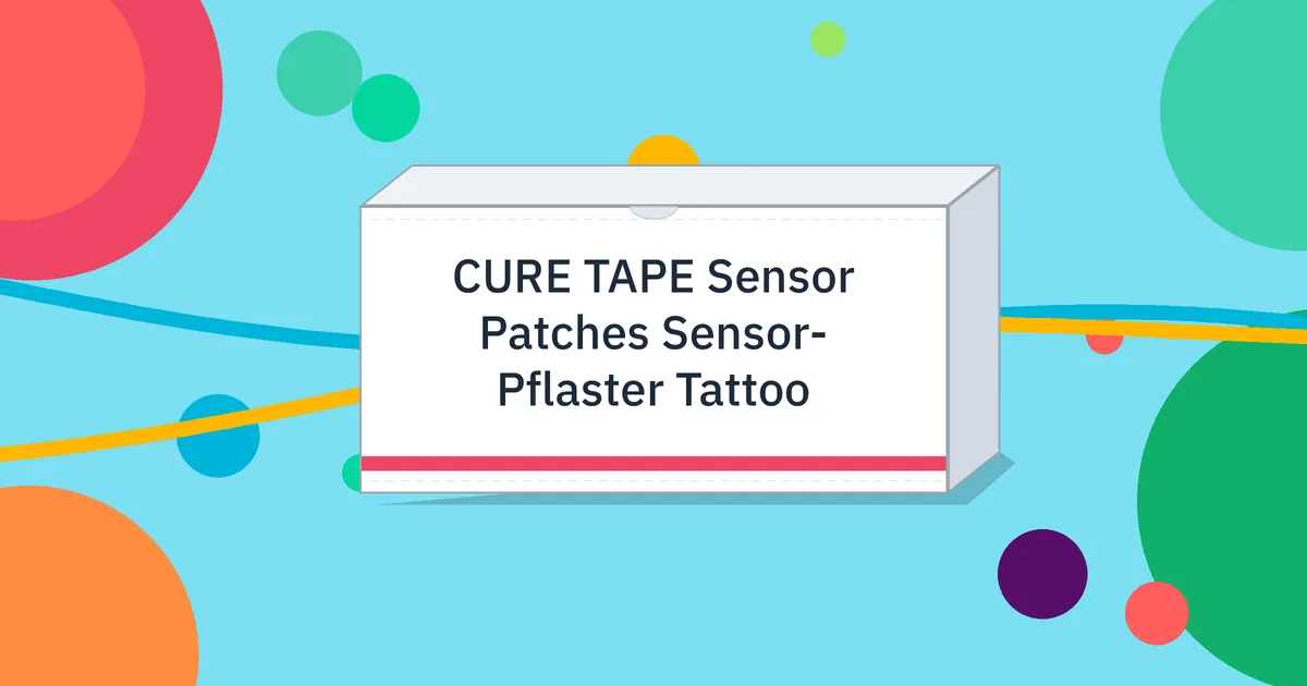 Symbolbild: Packung mit der Aufschrift CURE TAPE Sensor Patches Sensor-Pflaster Tattoo (PZN 18885476) – Verfügbarkeit und Bezug in Apotheken in Frankfurt am Main
