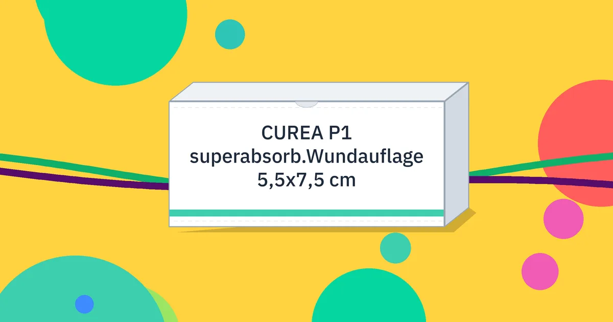 Symbolbild: Packung mit der Aufschrift CUREA P1 superabsorb.Wundauflage 5,5x7,5 cm (PZN 11721599) – Verfügbarkeit und Bezug in Apotheken in Frankfurt am Main
