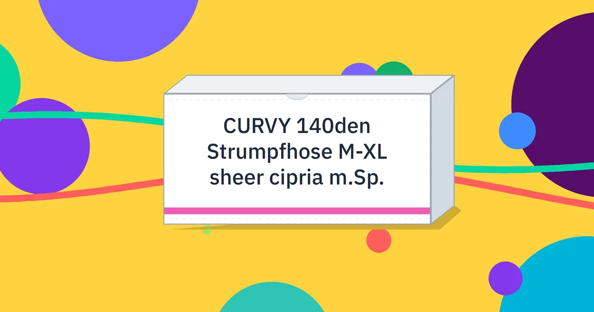 Symbolbild: Packung mit der Aufschrift CURVY 140den Strumpfhose M-XL sheer cipria m.Sp. (PZN 16175552) – Verfügbarkeit und Bezug in Apotheken in Frankfurt am Main