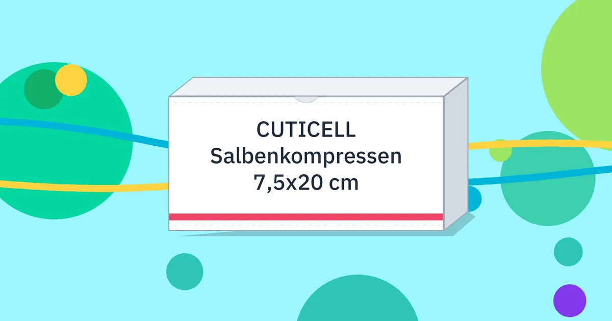 Symbolbild: Packung mit der Aufschrift CUTICELL Salbenkompressen 7,5x20 cm (PZN 04979044) – Verfügbarkeit und Bezug in Apotheken in Frankfurt am Main