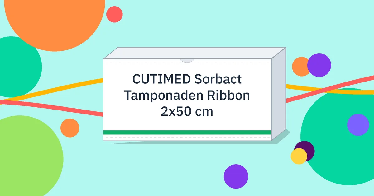 Symbolbild: Packung mit der Aufschrift CUTIMED Sorbact Tamponaden Ribbon 2x50 cm (PZN 20845053) – Verfügbarkeit und Bezug in Apotheken in Frankfurt am Main