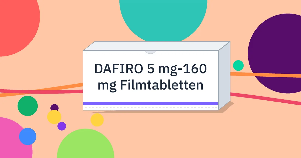 Symbolbild: Packung mit der Aufschrift DAFIRO 5 mg-160 mg Filmtabletten (PZN 11162450) – Verfügbarkeit und Bezug in Apotheken in Frankfurt am Main