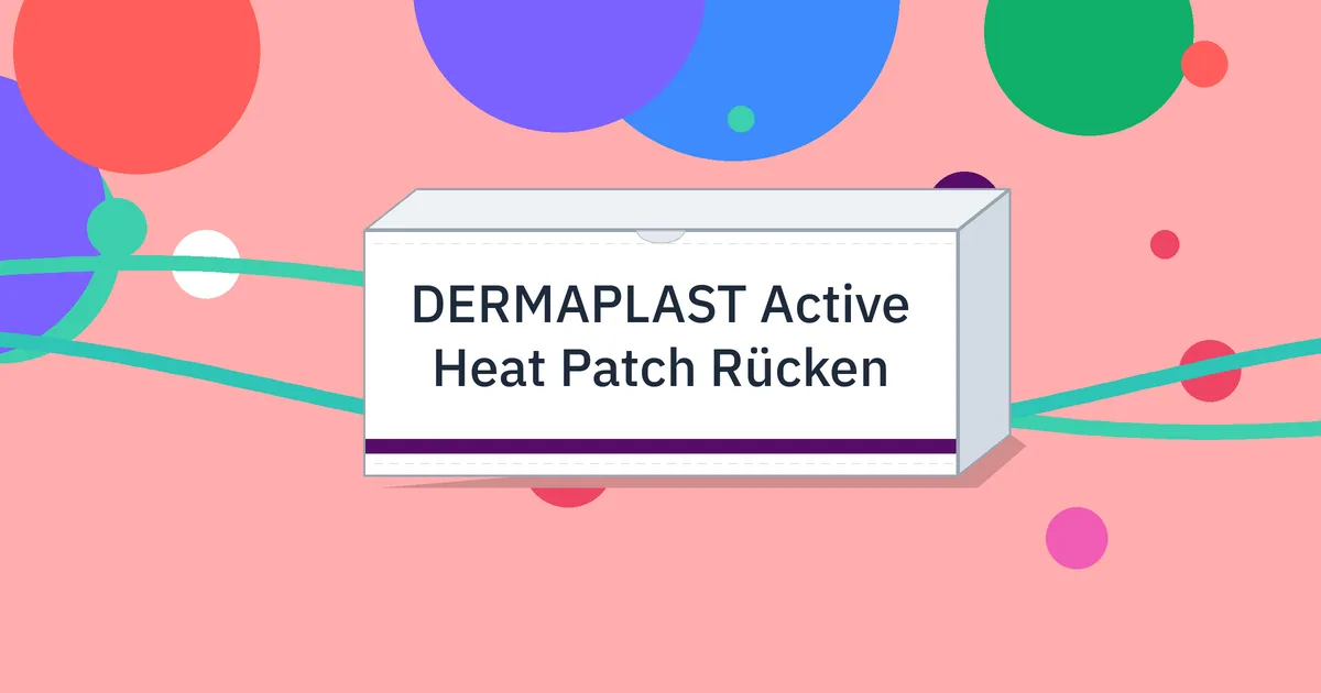 Symbolbild: Packung mit der Aufschrift DERMAPLAST Active Heat Patch Rücken (PZN 18810828) – Verfügbarkeit und Bezug in Apotheken in Frankfurt am Main