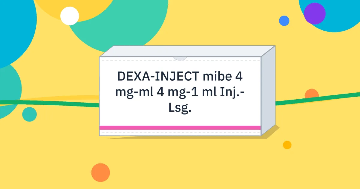 Symbolbild: Packung mit der Aufschrift DEXA-INJECT mibe 4 mg-ml 4 mg-1 ml Inj.-Lsg. (PZN 19847199) – Verfügbarkeit und Bezug in Apotheken in Frankfurt am Main