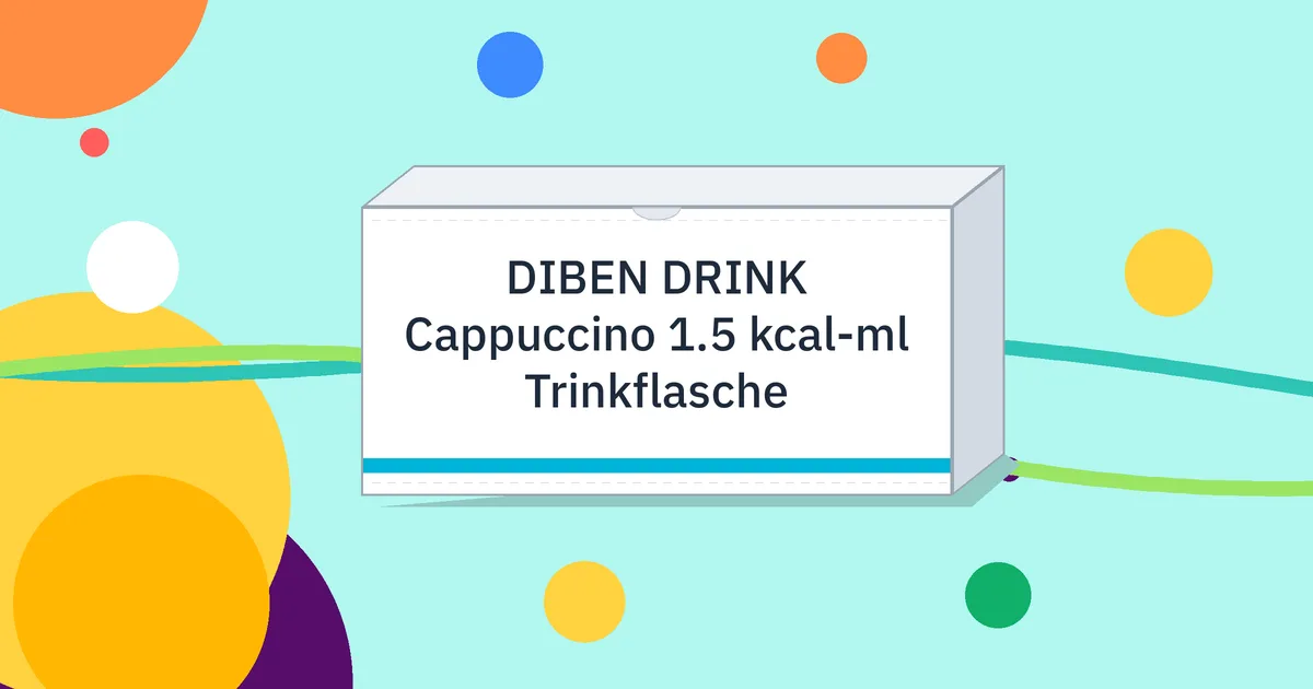 Symbolbild: Packung mit der Aufschrift DIBEN DRINK Cappuccino 1.5 kcal-ml Trinkflasche (PZN 11847159) – Verfügbarkeit und Bezug in Apotheken in Frankfurt am Main