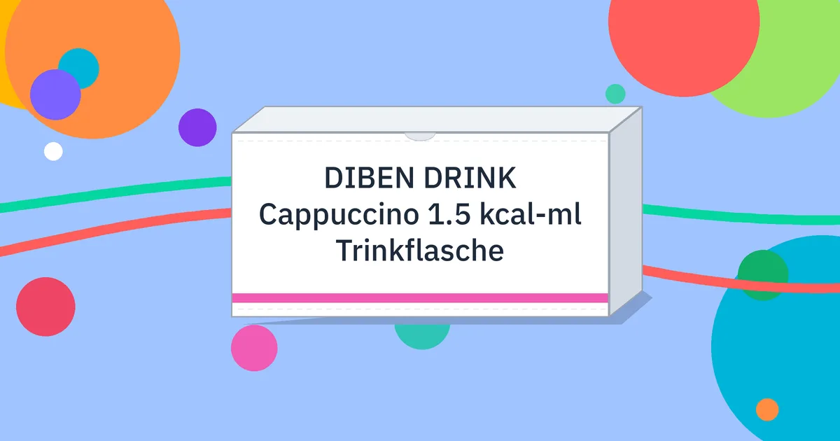 Symbolbild: Packung mit der Aufschrift DIBEN DRINK Cappuccino 1.5 kcal-ml Trinkflasche (PZN 05905220) – Verfügbarkeit und Bezug in Apotheken in Frankfurt am Main
