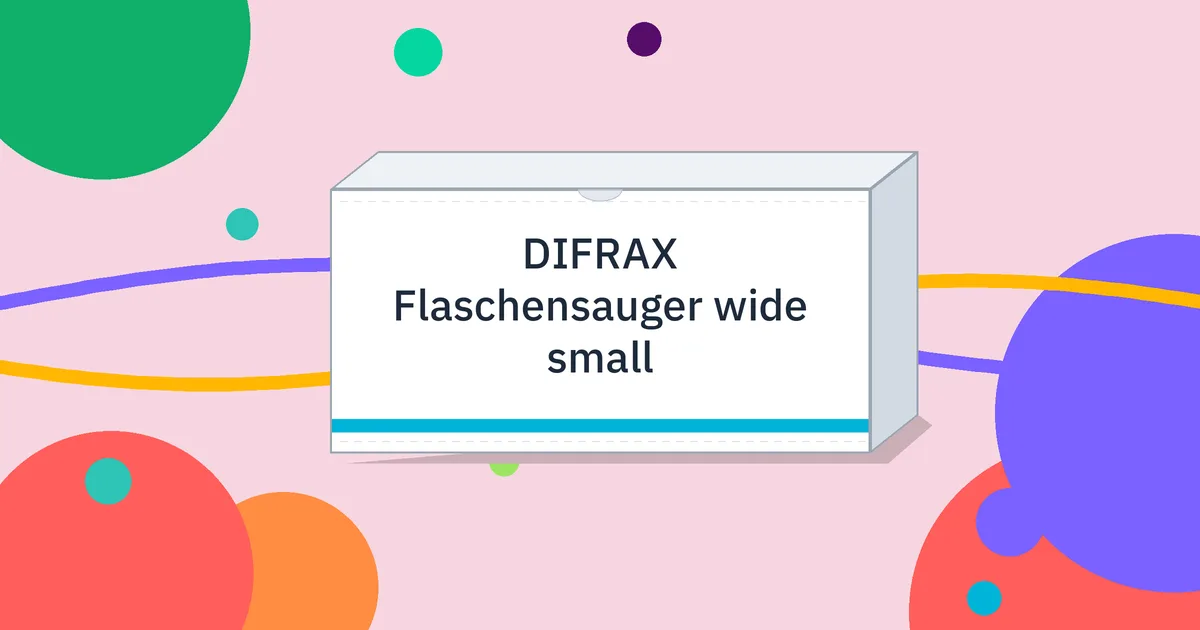 Symbolbild: Packung mit der Aufschrift DIFRAX Flaschensauger wide small (PZN 12518274) – Verfügbarkeit und Bezug in Apotheken in Frankfurt am Main