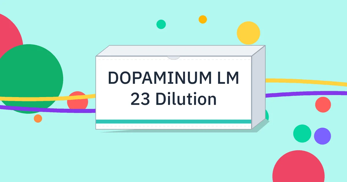 Symbolbild: Packung mit der Aufschrift DOPAMINUM LM 23 Dilution (PZN 12842796) – Verfügbarkeit und Bezug in Apotheken in Frankfurt am Main