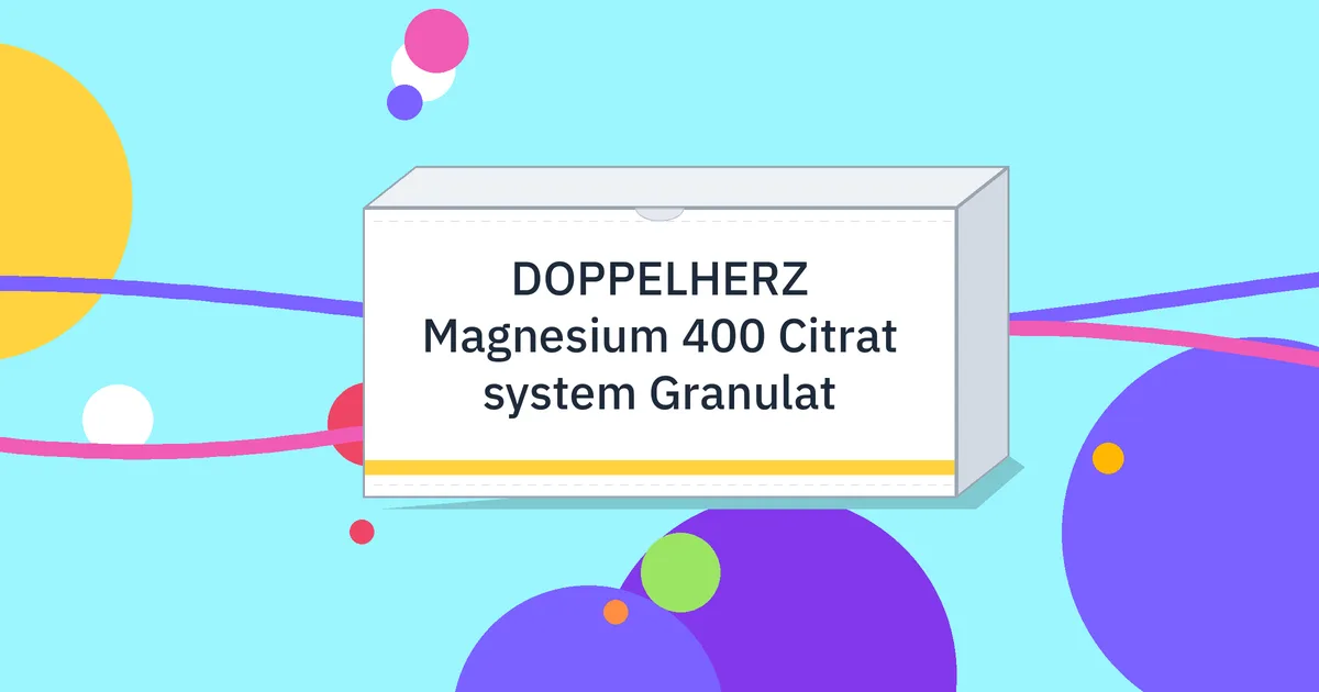 Symbolbild: Packung mit der Aufschrift DOPPELHERZ Magnesium 400 Citrat system Granulat (PZN 16622146) – Verfügbarkeit und Bezug in Apotheken in Frankfurt am Main