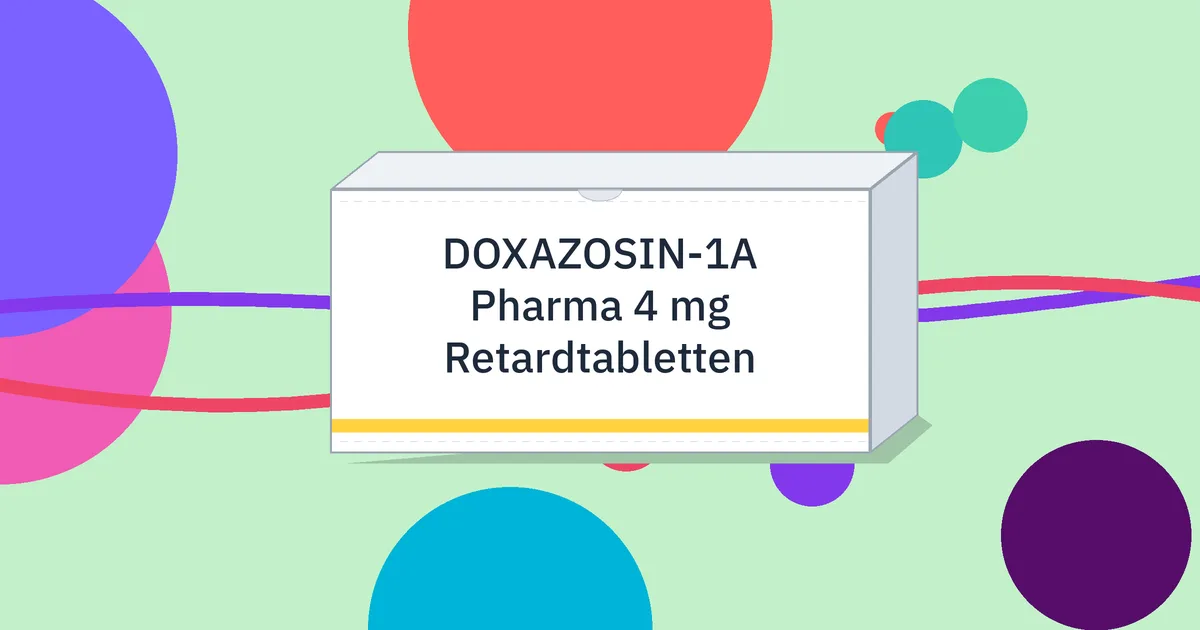 Symbolbild: Packung mit der Aufschrift DOXAZOSIN-1A Pharma 4 mg Retardtabletten (PZN 01317199) – Verfügbarkeit und Bezug in Apotheken in Frankfurt am Main