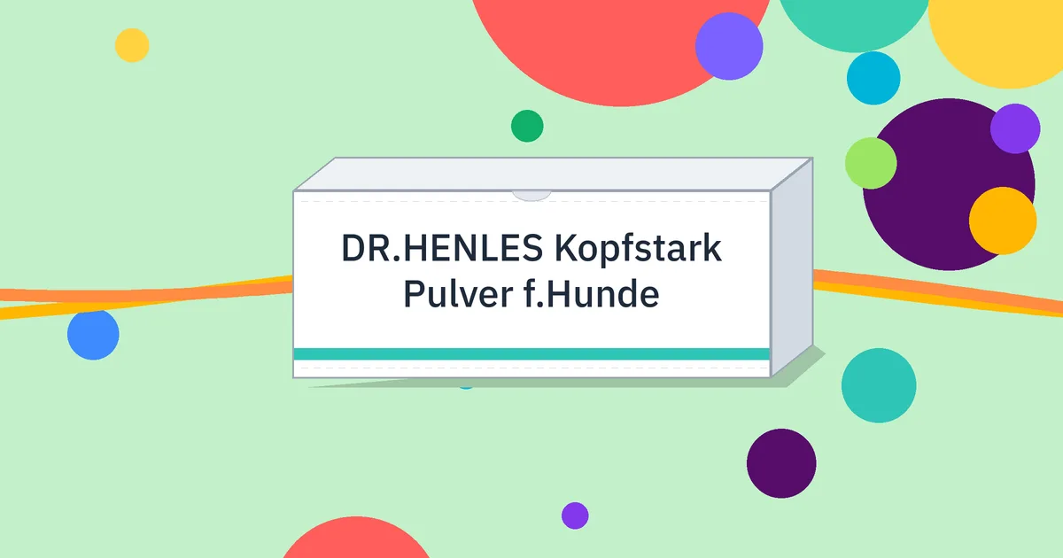 Symbolbild: Packung mit der Aufschrift DR.HENLES Kopfstark Pulver f.Hunde (PZN 16037962) – Verfügbarkeit und Bezug in Apotheken in Frankfurt am Main