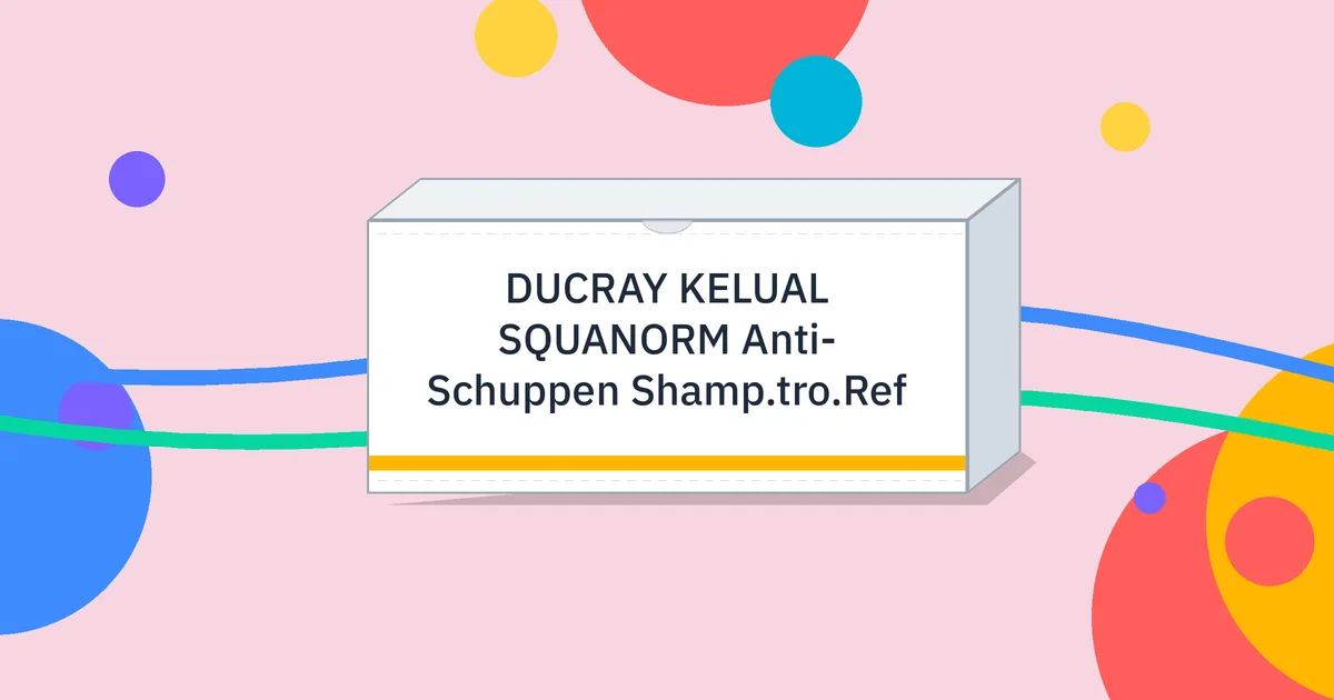 Symbolbild: Packung mit der Aufschrift DUCRAY KELUAL SQUANORM Anti-Schuppen Shamp.tro.Ref (PZN 19806220) – Verfügbarkeit und Bezug in Apotheken in Frankfurt am Main