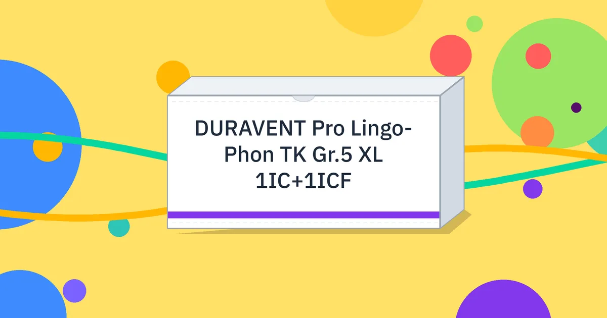 Symbolbild: Packung mit der Aufschrift DURAVENT Pro Lingo-Phon TK Gr.5 XL 1IC+1ICF (PZN 19246502) – Verfügbarkeit und Bezug in Apotheken in Frankfurt am Main