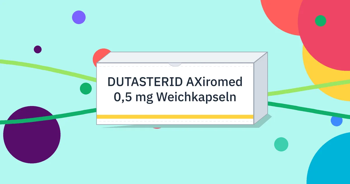 Symbolbild: Packung mit der Aufschrift DUTASTERID AXiromed 0,5 mg Weichkapseln (PZN 13699898) – Verfügbarkeit und Bezug in Apotheken in Frankfurt am Main