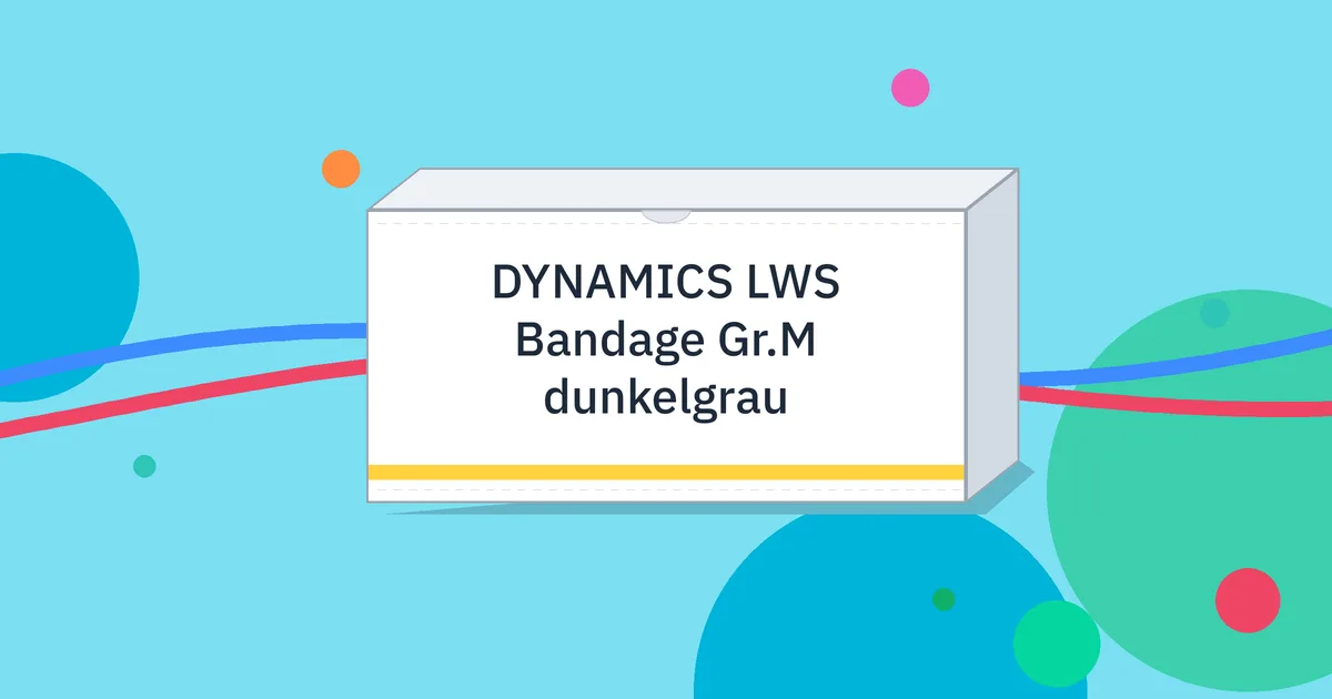 Symbolbild: Packung mit der Aufschrift DYNAMICS LWS Bandage Gr.M dunkelgrau (PZN 12400437) – Verfügbarkeit und Bezug in Apotheken in Frankfurt am Main