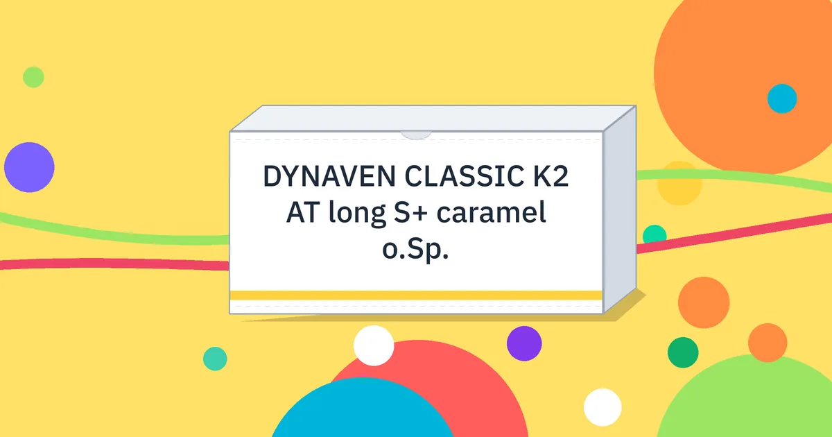 Symbolbild: Packung mit der Aufschrift DYNAVEN CLASSIC K2 AT long S+ caramel o.Sp. (PZN 18419082) – Verfügbarkeit und Bezug in Apotheken in Frankfurt am Main