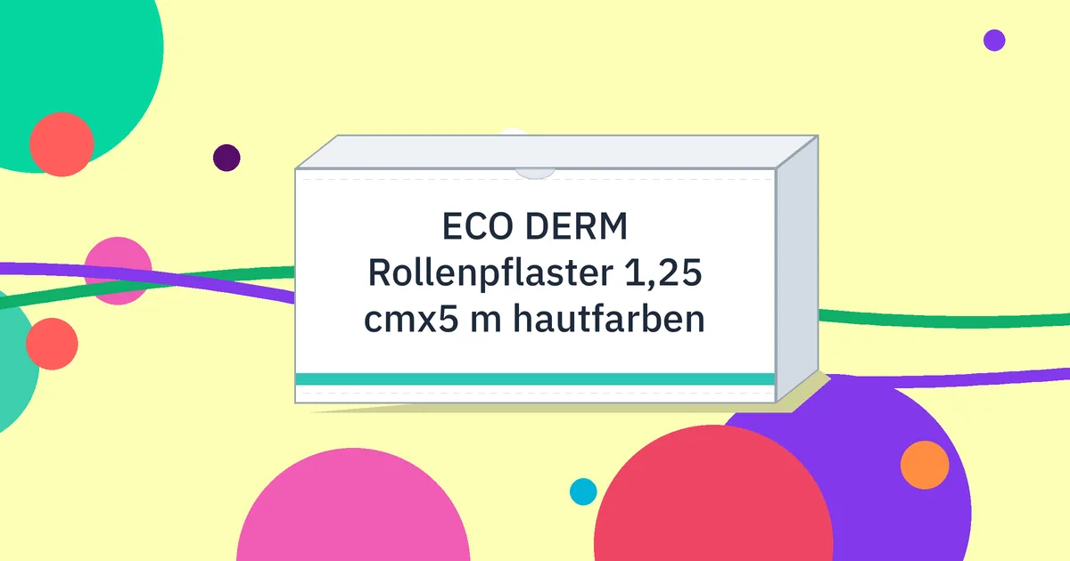 Symbolbild: Packung mit der Aufschrift ECO DERM Rollenpflaster 1,25 cmx5 m hautfarben (PZN 10732721) – Verfügbarkeit und Bezug in Apotheken in Frankfurt am Main
