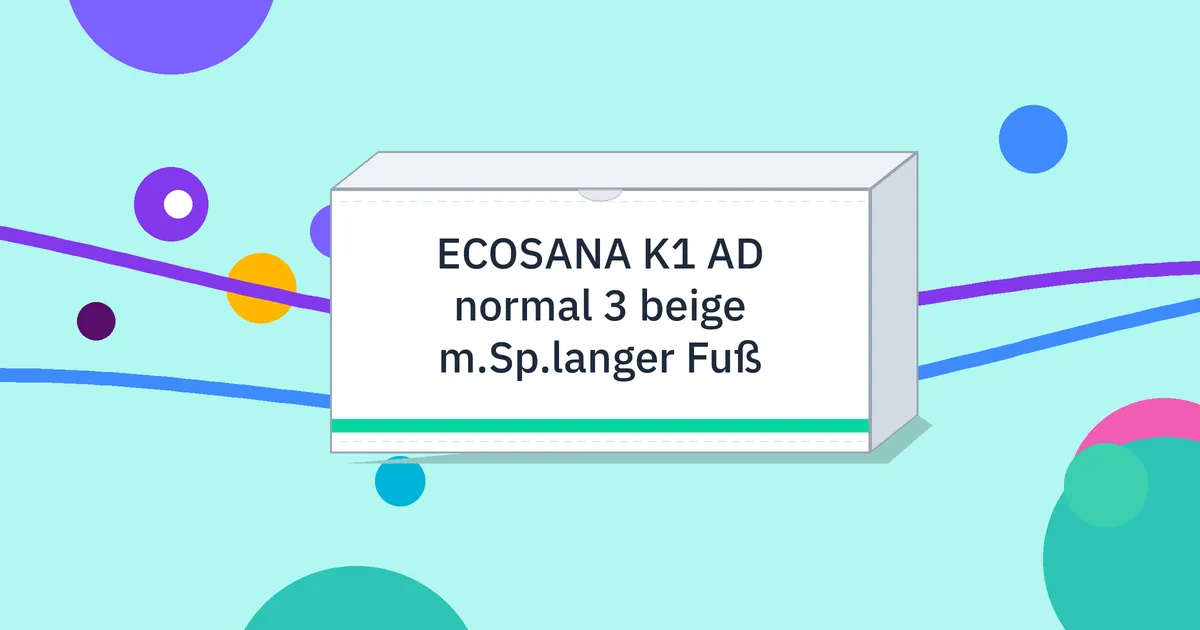 Symbolbild: Packung mit der Aufschrift ECOSANA K1 AD normal 3 beige m.Sp.langer Fuß (PZN 04724663) – Verfügbarkeit und Bezug in Apotheken in Frankfurt am Main