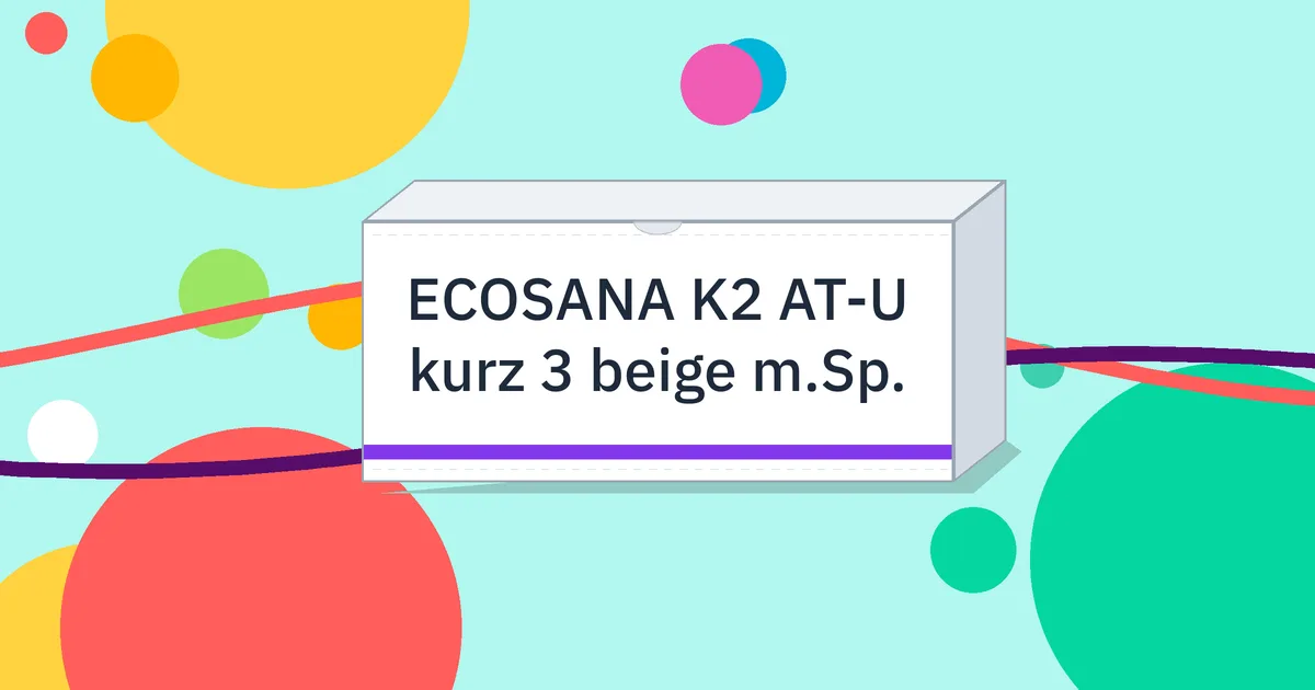 Symbolbild: Packung mit der Aufschrift ECOSANA K2 AT-U kurz 3 beige m.Sp. (PZN 01575530) – Verfügbarkeit und Bezug in Apotheken in Frankfurt am Main