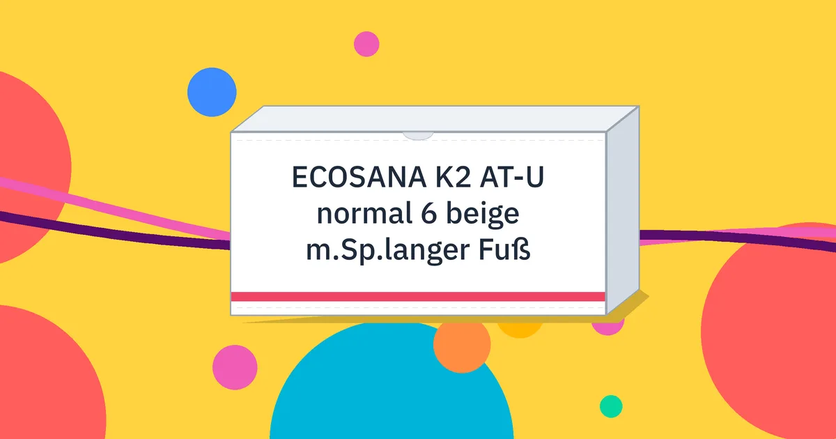 Symbolbild: Packung mit der Aufschrift ECOSANA K2 AT-U normal 6 beige m.Sp.langer Fuß (PZN 10956544) – Verfügbarkeit und Bezug in Apotheken in Frankfurt am Main