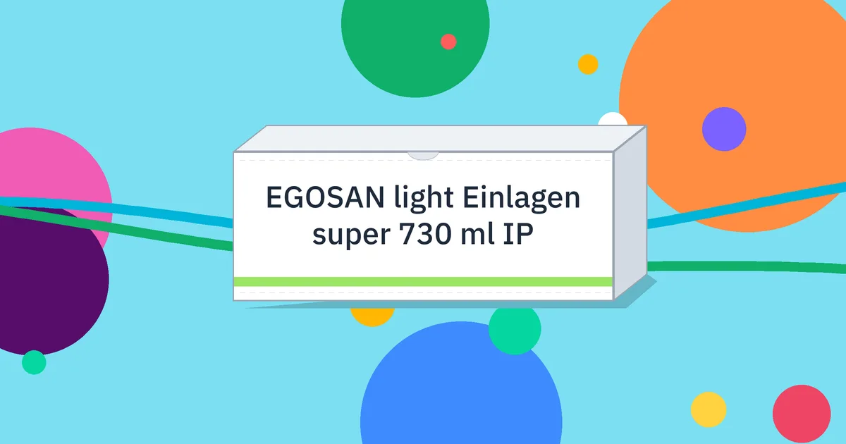 Symbolbild: Packung mit der Aufschrift EGOSAN light Einlagen super 730 ml IP (PZN 16803729) – Verfügbarkeit und Bezug in Apotheken in Frankfurt am Main