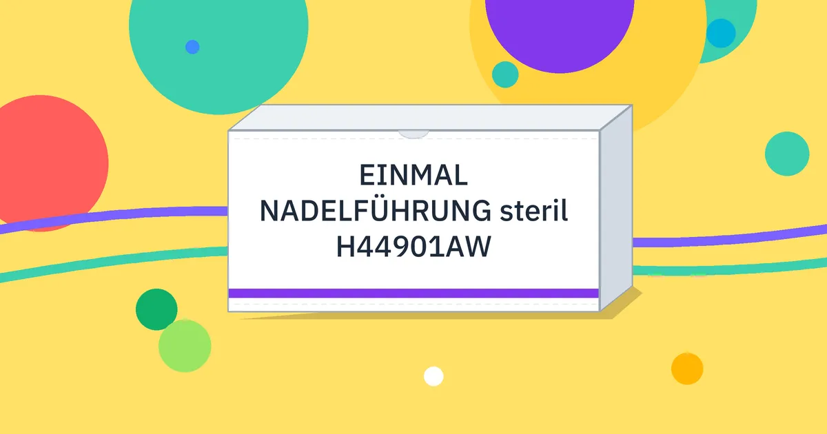Symbolbild: Packung mit der Aufschrift EINMAL NADELFÜHRUNG steril H44901AW (PZN 19784518) – Verfügbarkeit und Bezug in Apotheken in Frankfurt am Main