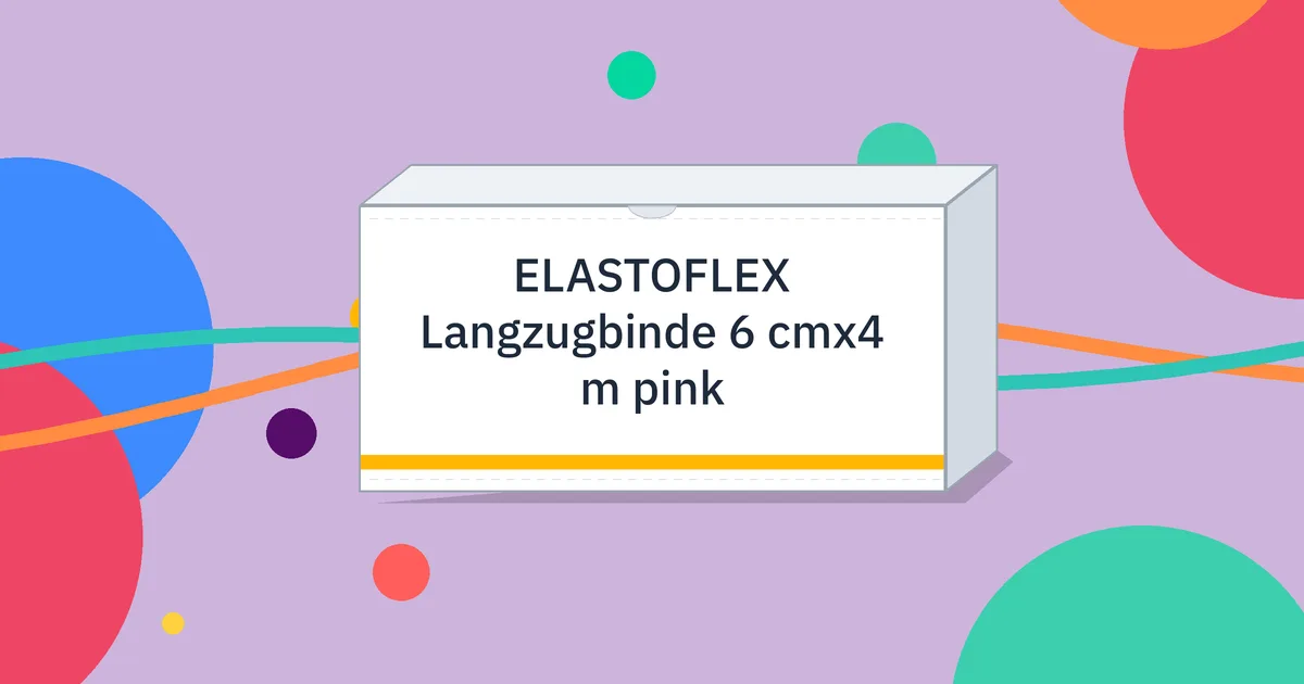 Symbolbild: Packung mit der Aufschrift ELASTOFLEX Langzugbinde 6 cmx4 m pink (PZN 12637151) – Verfügbarkeit und Bezug in Apotheken in Frankfurt am Main