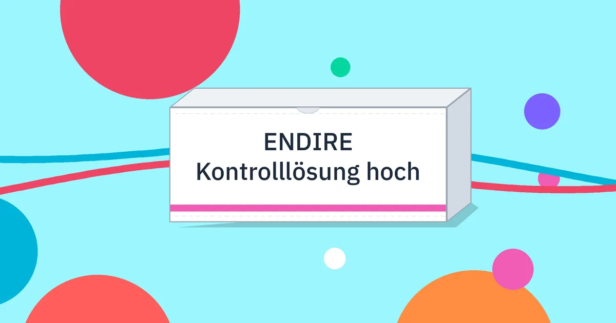 Symbolbild: Packung mit der Aufschrift ENDIRE Kontrolllösung hoch (PZN 08879440) – Verfügbarkeit und Bezug in Apotheken in Frankfurt am Main