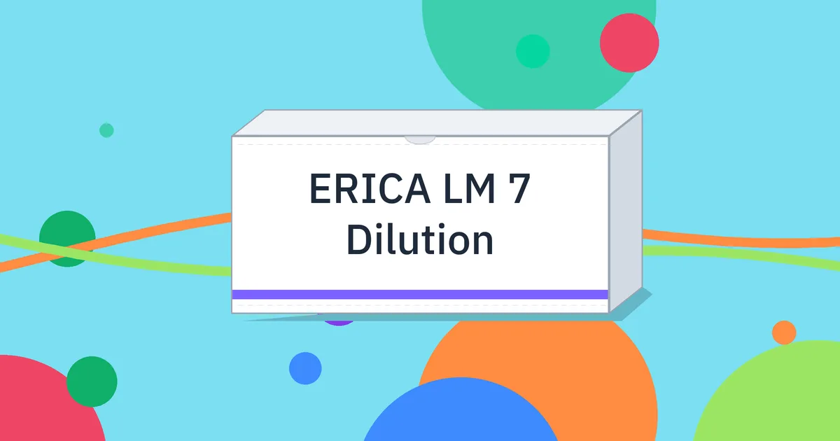 Symbolbild: Packung mit der Aufschrift ERICA LM 7 Dilution (PZN 13477614) – Verfügbarkeit und Bezug in Apotheken in Frankfurt am Main