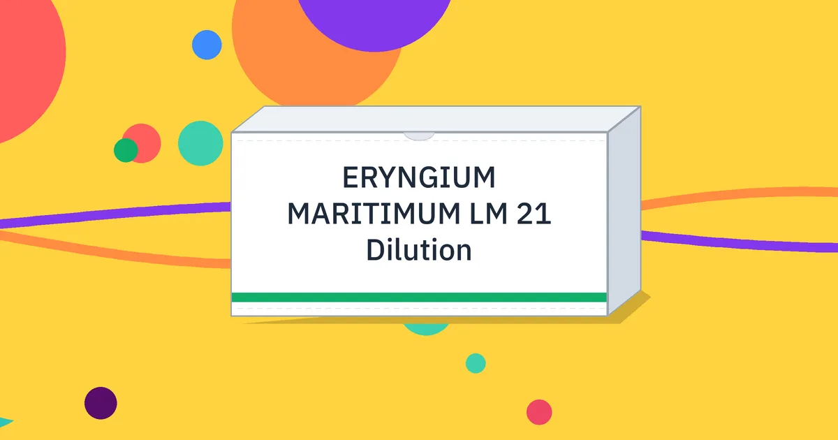 Symbolbild: Packung mit der Aufschrift ERYNGIUM MARITIMUM LM 21 Dilution (PZN 13479139) – Verfügbarkeit und Bezug in Apotheken in Frankfurt am Main