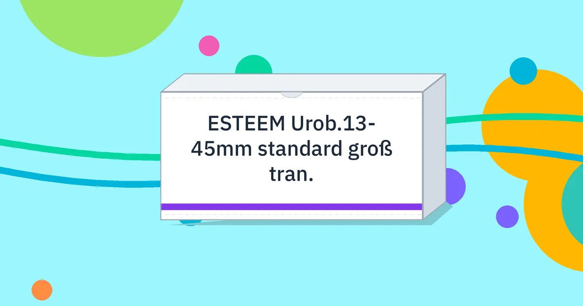 Symbolbild: Packung mit der Aufschrift ESTEEM Urob.13-45mm standard groß tran. (PZN 04000451) – Verfügbarkeit und Bezug in Apotheken in Frankfurt am Main