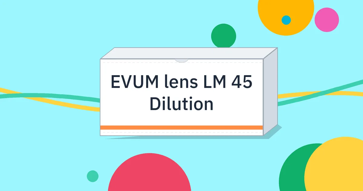 Symbolbild: Packung mit der Aufschrift EVUM lens LM 45 Dilution (PZN 13485358) – Verfügbarkeit und Bezug in Apotheken in Frankfurt am Main
