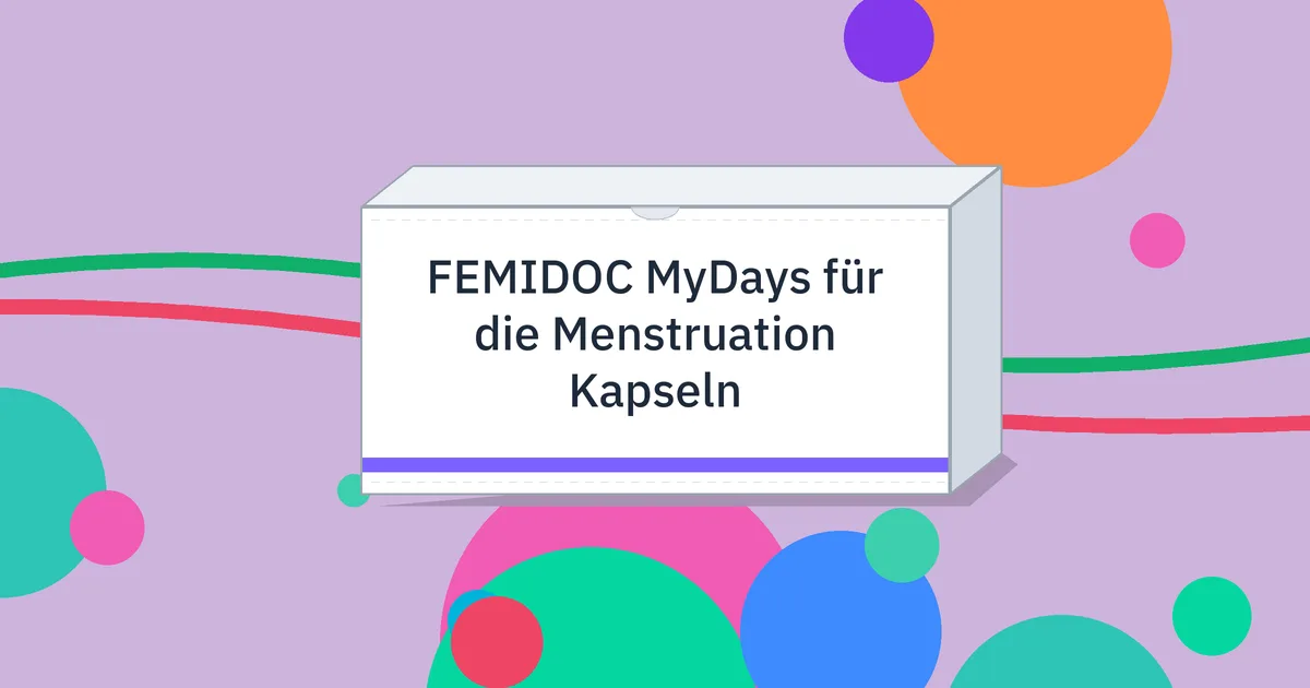 Symbolbild: Packung mit der Aufschrift FEMIDOC MyDays für die Menstruation Kapseln (PZN 17275178) – Verfügbarkeit und Bezug in Apotheken in Frankfurt am Main
