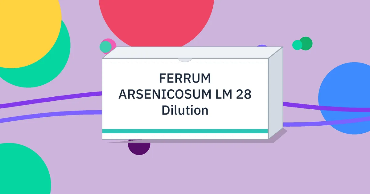 Symbolbild: Packung mit der Aufschrift FERRUM ARSENICOSUM LM 28 Dilution (PZN 12847687) – Verfügbarkeit und Bezug in Apotheken in Frankfurt am Main