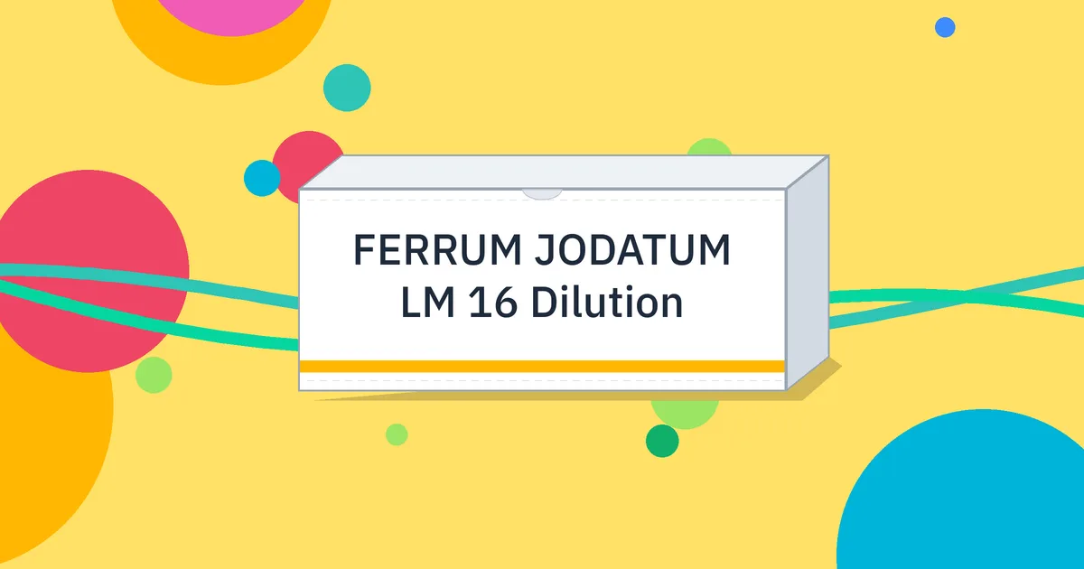 Symbolbild: Packung mit der Aufschrift FERRUM JODATUM LM 16 Dilution (PZN 12848965) – Verfügbarkeit und Bezug in Apotheken in Frankfurt am Main