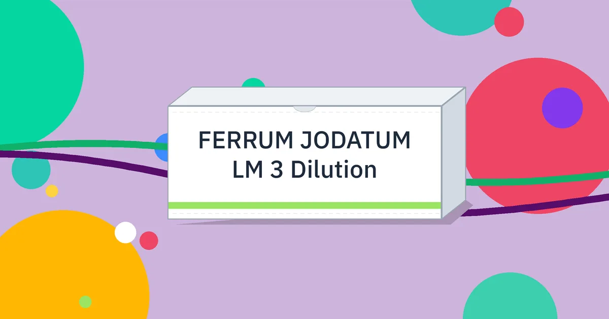 Symbolbild: Packung mit der Aufschrift FERRUM JODATUM LM 3 Dilution (PZN 12848793) – Verfügbarkeit und Bezug in Apotheken in Frankfurt am Main