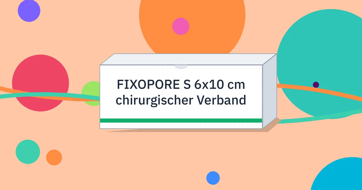 Symbolbild: Packung mit der Aufschrift FIXOPORE S 6x10 cm chirurgischer Verband (PZN 20523970) – Verfügbarkeit und Bezug in Apotheken in Frankfurt am Main