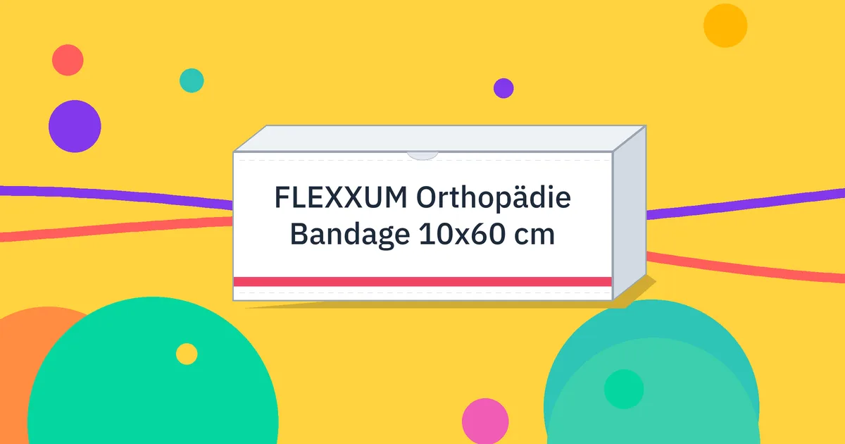 Symbolbild: Packung mit der Aufschrift FLEXXUM Orthopädie Bandage 10x60 cm (PZN 04896559) – Verfügbarkeit und Bezug in Apotheken in Frankfurt am Main