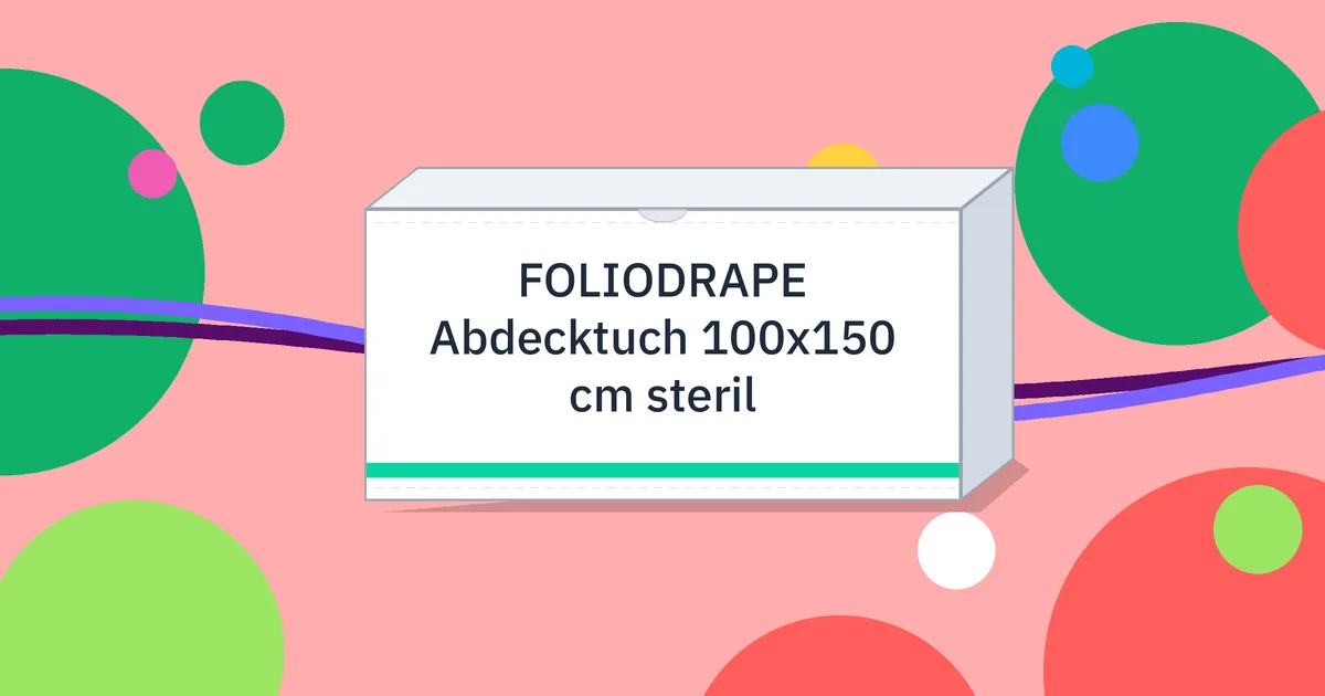 Symbolbild: Packung mit der Aufschrift FOLIODRAPE Abdecktuch 100x150 cm steril (PZN 06892577) – Verfügbarkeit und Bezug in Apotheken in Frankfurt am Main