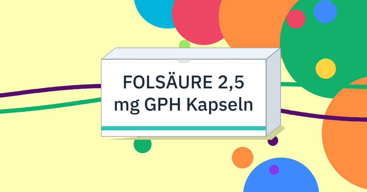 Symbolbild: Packung mit der Aufschrift FOLSÄURE 2,5 mg GPH Kapseln (PZN 15409367) – Verfügbarkeit und Bezug in Apotheken in Frankfurt am Main
