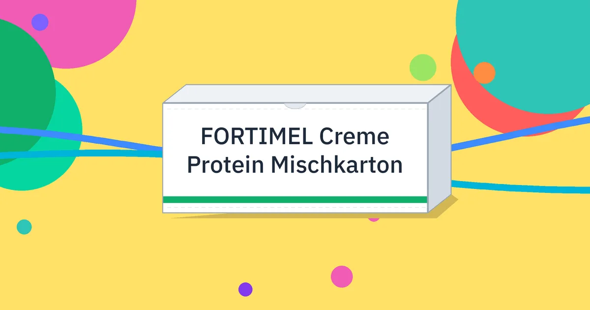 Symbolbild: Packung mit der Aufschrift FORTIMEL Creme Protein Mischkarton (PZN 19772047) – Verfügbarkeit und Bezug in Apotheken in Frankfurt am Main