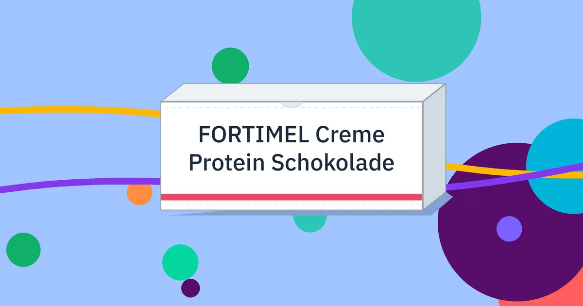 Symbolbild: Packung mit der Aufschrift FORTIMEL Creme Protein Schokolade (PZN 20055374) – Verfügbarkeit und Bezug in Apotheken in Frankfurt am Main